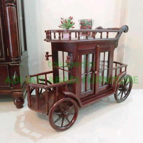 Jual TROLLEY MAKANAN / MEJA DORONG RESTORAN / DESAIN KERETA BAHAN JATI ...