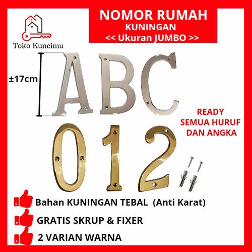 Jual NOMER NOMER ANGKA HURUF TEBAL KUNINGAN RUMAH 17CM - Kuning Kilap ...