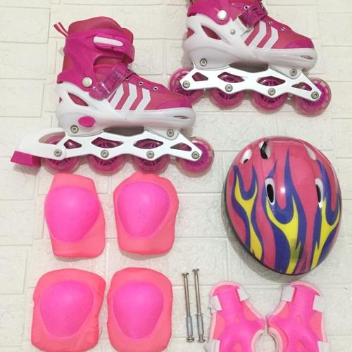 Promo sepatu roda full set anak perempuan warna pink - Merah, S ...