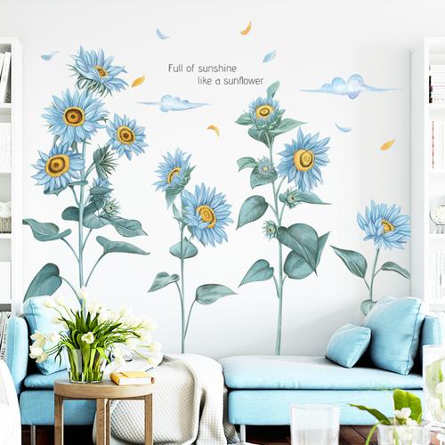 Jual wall stiker dinding kamar tidur motif bunga matahari biru wall ...