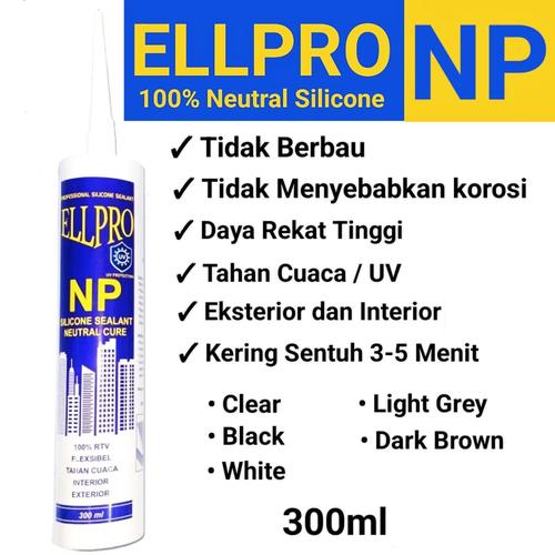 Promo Lem Kaca/Lem ACP/Lem Beton/Lem Atap Silicone Sealant ELLPRO NP PLUS - D.Grey/Abu Tua ...
