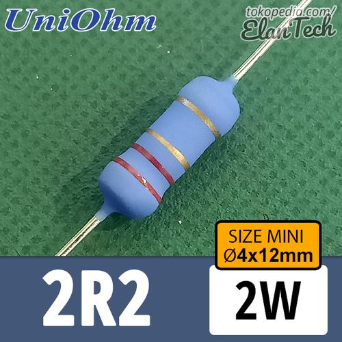 Jual Resistor 2R2 2W UniOhm Metal Oxide 2.2 Ohm Miniature Size 1W Elantech - Jakarta Pusat ...