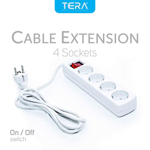 Promo TERA Stop Kontak Cable Extension 4 Sockets - White - 3 Meter ...