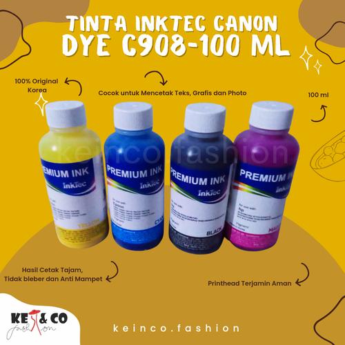 Jual TINTA REFILL INKTEC DYE C908 PIGMENT C905 KEMASAN 100ML CANON PRINTER - Yellow - Jakarta ...