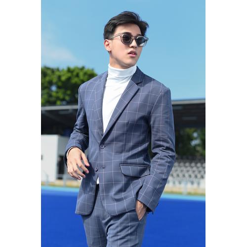 Jual BLAZER PREPP STUDIO COMMUTER BLAZER GRID FLINSTONE BLUE - Jakarta ...