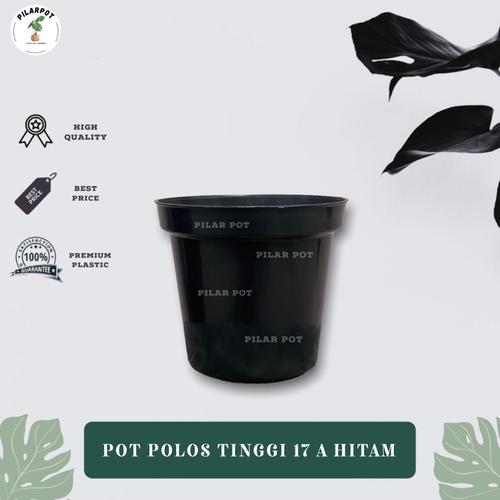 Jual pot bunga tanaman plastik polos tinggi 17A hitam - POLOS HITAM ...