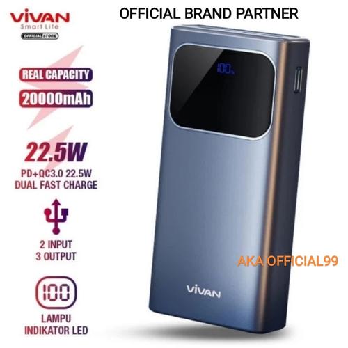 Jual VIVAN VPB-C20 20000mAh VPB-C30 30000mAh 3 Output 22.5W PD QC ...