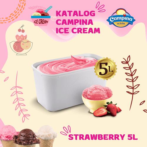 Jual Es Krim Campina Strawberry 5L / Campina Ice Cream Strawberry 5 ...