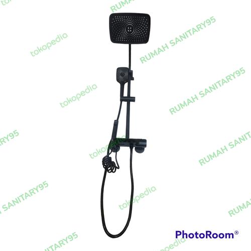 Jual Shower coulum mixer black set / Kran tiang panas dingin set hitam ...
