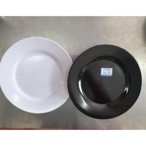 Jual Piring prasmanan melamin polos ceper 10 inch onyx hitam putih ...
