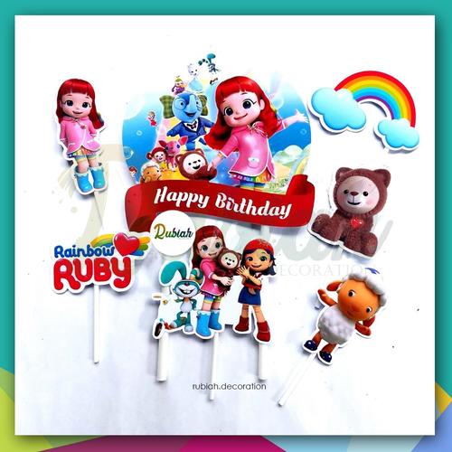 Jual Topper Cake Rainbow Ruby 1 set /Hiasan kue ulang tahun Happy ...