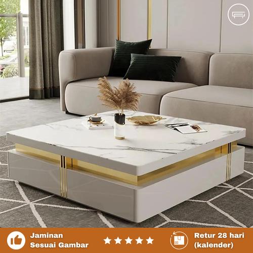 Jual Meja Tamu Modern Minimalis - Rangka Stainless Gold dan HPL Carrara ...