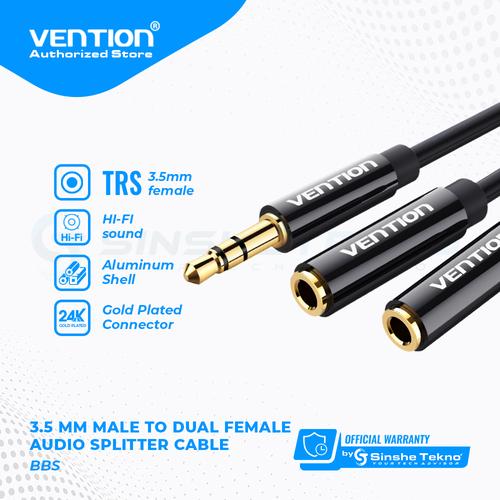 Jual Vention BBS Kabel Aux Audio Splitter 3.5mm Male to 2 Female - (DT ...