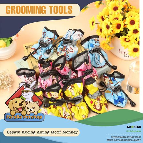 Jual Sepatu Kucing Anjing Motif Monyet Pastel Cat Dog Shoe Monkey Anti ...
