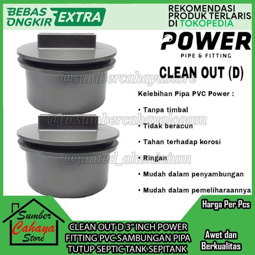 Jual CLEAN OUT D 3” INCH POWER FITTING PVC SAMBUNGAN PIPA TUTUP SEPTIC ...