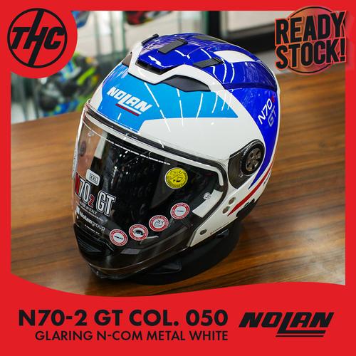 Jual NOLAN N70-2 GT COL. 050 GLARING N-COM METAL WHITE HELM CROSS OVER ...