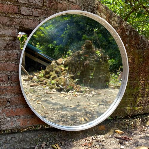 Jual Cermin Bulat Diameter 70 cm | Frame PLYWOOD Motif Kayu - Putih ...