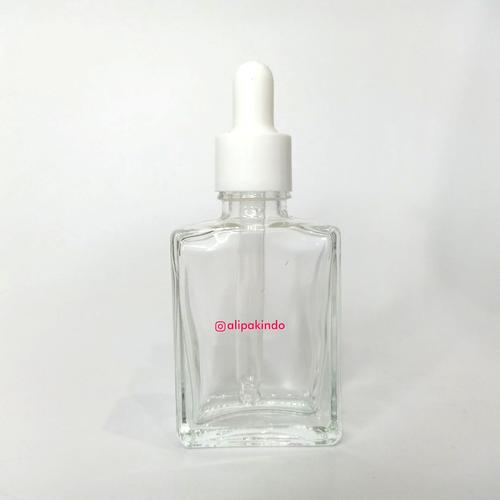 Jual BOTOL SERUM KOTAK 30ML KACA BENING BOTOL PIPET TUTUP PUTIH - Kab ...