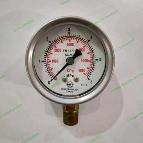 Jual SCHUH 2,5 inch 0-6 mpa / 6000 kpa Bottom SS Brass 1/4 NPT - Jakarta Barat - Gauge Mandiri ...