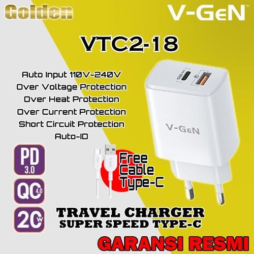 Jual VGEN V-GeN VTC2-18 Adapter Charge Fast Charging QC 4.0 PD Type C ...
