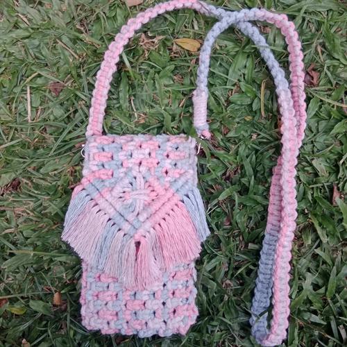 Jual tas hp wanita tas selempang phone bag macrame tas makrame handmade ...