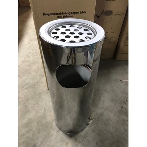 Jual Tempat Sampah Stainless Standing dustbin dengan Ashtray / Asbak 60 ...