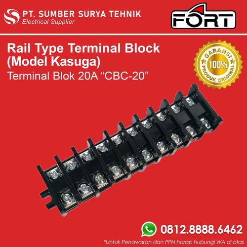 Jual Terminal Block CBC-20 Model Kasuga Hitam Rail 2Fungsi FORT ...