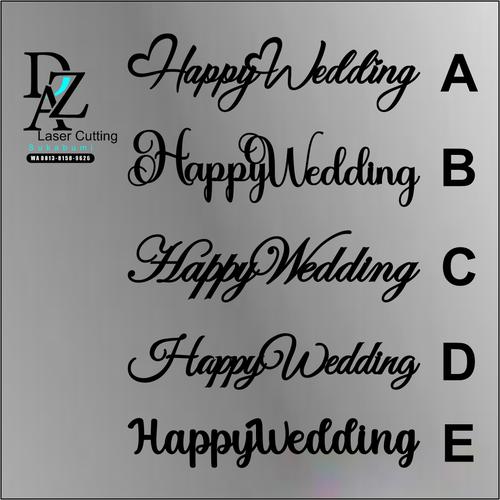 Jual tulisan happy wedding/akrilik cermin wedding/acrylic mirror gold ...