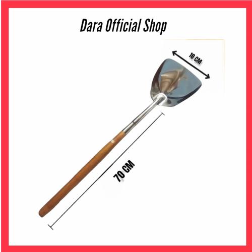 Jual Spatula Sutil Sodet Stainless Gagang Kayu Jumbo Kuat Tebal - 18 CM ...