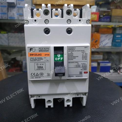 Jual MCCB Fuji BW125JAG BW 125 JAG 3 Pole 100A Fuji Electric 50kA ...