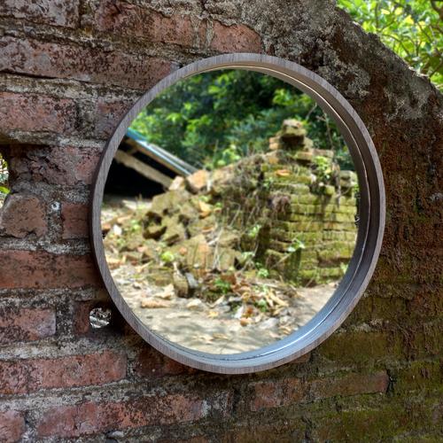 Jual Cermin Bulat Diameter 40 cm | Frame PLYWOOD Motif Kayu - Grey ...