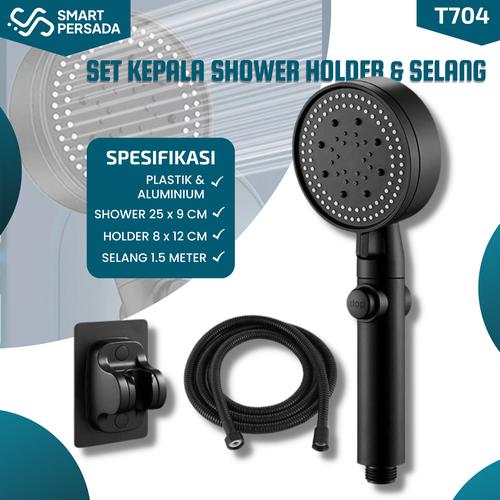 Promo Kepala Shower Kamar Mandi Set Paket Head Hitam Selang Holder ...