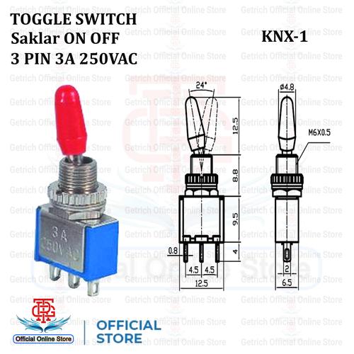 Jual Saklar Switch Toggle Togle Tombol ON ON 3P Pin Kaki 3A 250VAC KNX ...