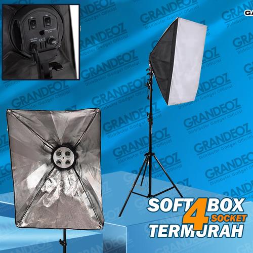 Promo Set Softbox 4 Soket 50x70cm E27 Light Stand Soft Box Lampu Live ...