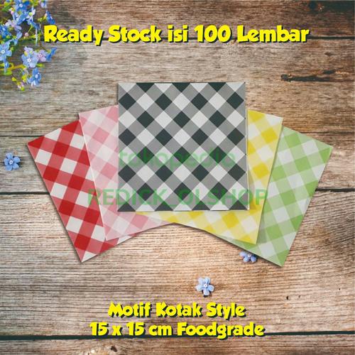 Jual Kertas roti alas kue baking wrap paper motif kotak style 100 ...