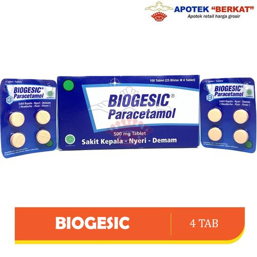 Jual BIOGESIC 500 MG 4 TABLET PARACETAMOL / OBAT SAKIT KEPALA - Kab ...