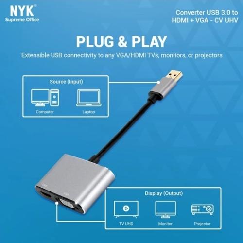 Jual Converter Connector USB to HDMI VGA NYK Multi Display ORIGINAL ...