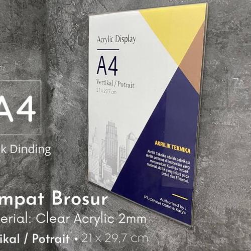 Jual Acrylic / Akrilik Wall Display Brosur 2mm Bening A4 (21cm x 30cm ...