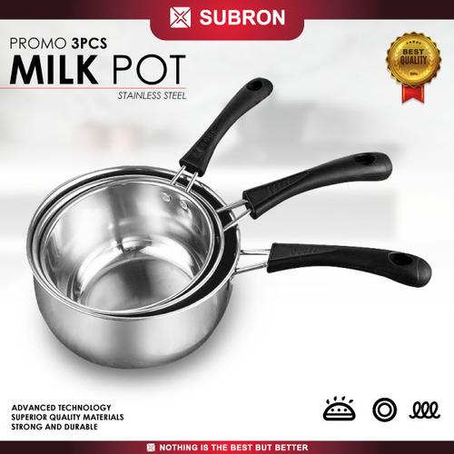 Jual SUBRON Panci Susu Set 3 in 1 Stainless Steel Milk Pot 14cm 16cm ...
