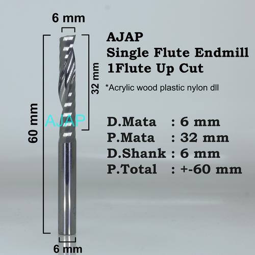 Jual Mata Endmill CNC Router 1Flute single flute mata potong akrilik ...