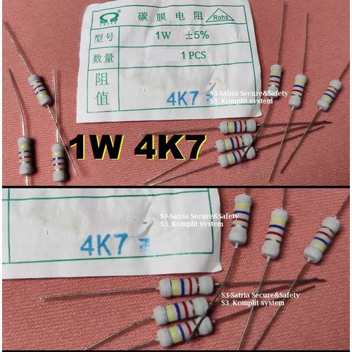 Jual Resistor 1Watt 1W 4K7 ohm 4K7ohm 4,7K 4.7K 4,7 4.7 K 4k7 1W4K7 ...