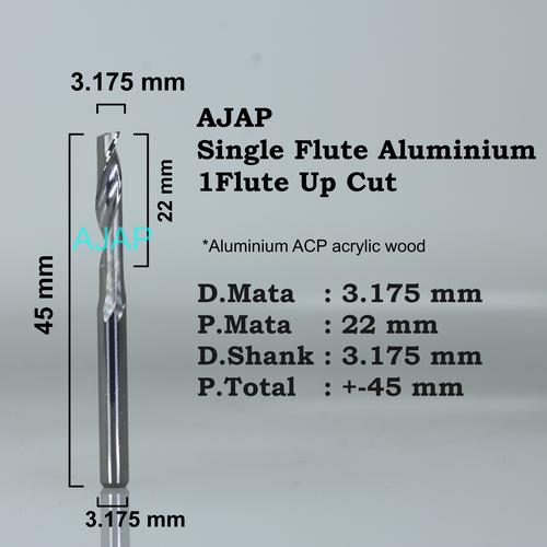 Jual ENDMILL 1F 3.175 mm ACP ALUMINIUM END MILL router bit cnc - p ...