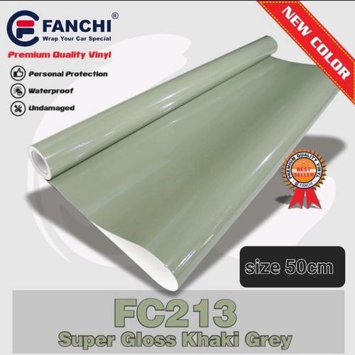 Jual Sticker Fanchi FC213 Super Gloss Glossy Khaki Grey Premium Wrap ...