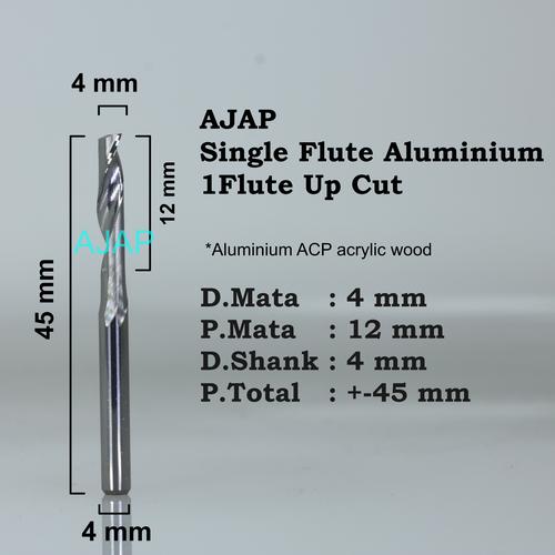 Jual MATA ROUTER CNC SINGLE FLUTE 1Flute 4 mm CUTTER ALUMINIUM ENDMILL ...