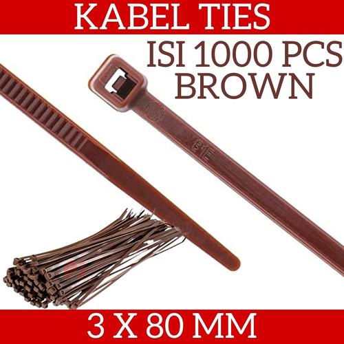 Jual Isi 1000 Pcs Kabel Ties Tie Zip Ukuran 3 x 80mm 8cm Warna Brown ...