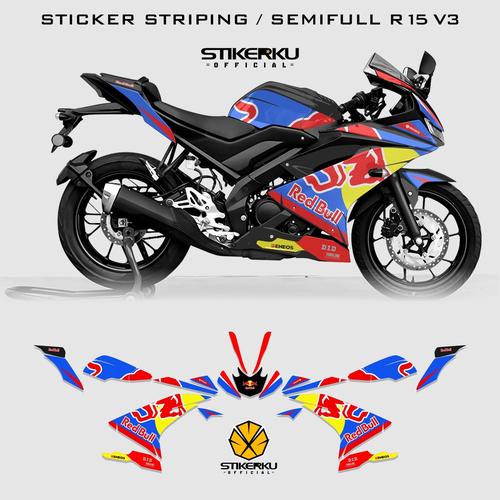 Jual STRIPING R15 REDBULL / STIKER DECAL SEMI FULL BODY YAMAHA YZF R15 ...