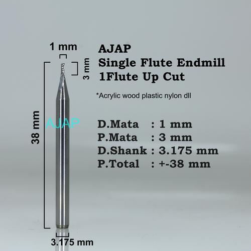 Jual Mata Endmill CNC Router 1Flute single flute mata potong akrilik ...