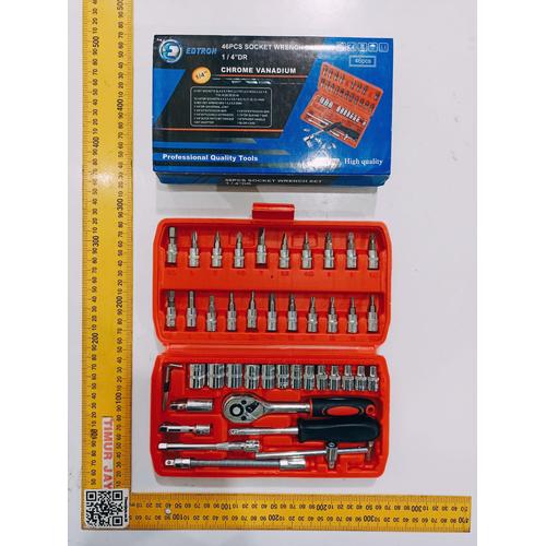 Jual EDTRON 46 pcs socket set 1/4 inch obeng kunci sok sock shock motor ...