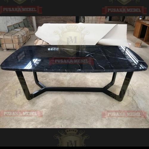 Jual meja makan mermer asli hitam import, meja makan mewah marmer kaki ...