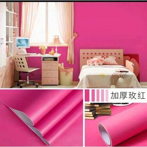 Jual Wallpaper Stiker Dinding 10 Meter Warna Pink Fanta Motif Polos ...